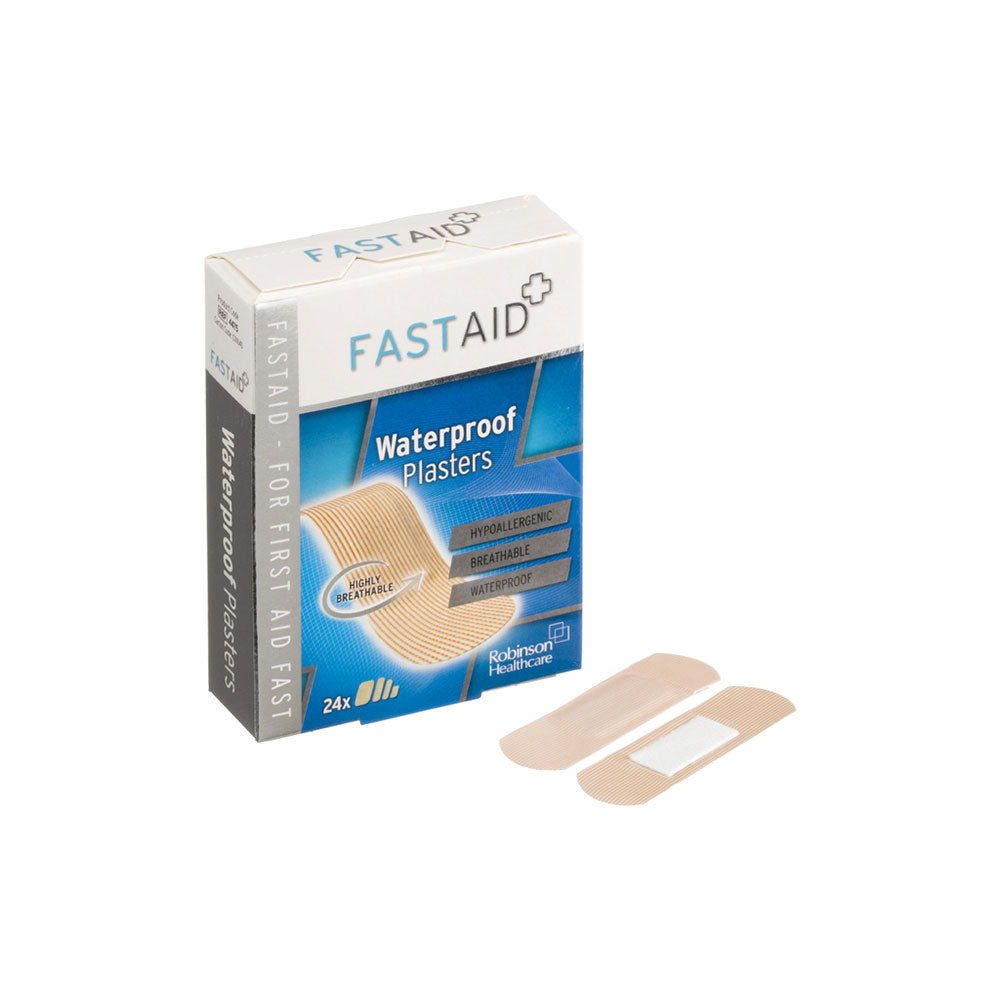 Fast Aid Antiseptic 24 Assorted Waterproof Plasters In 4 Sizes ...