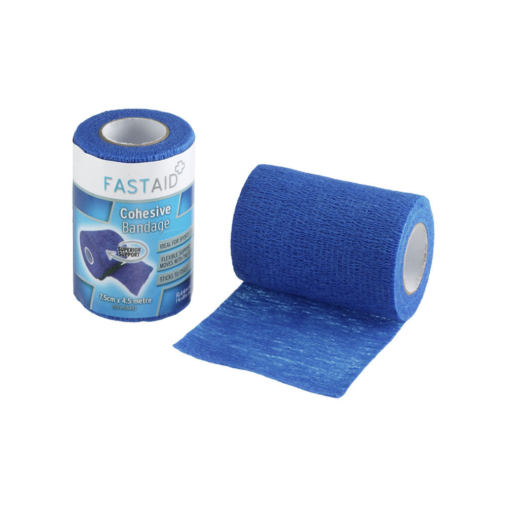 Fast Aid Cohesive Bandage 7.5cm x 4.5m Blue– IndustraCare