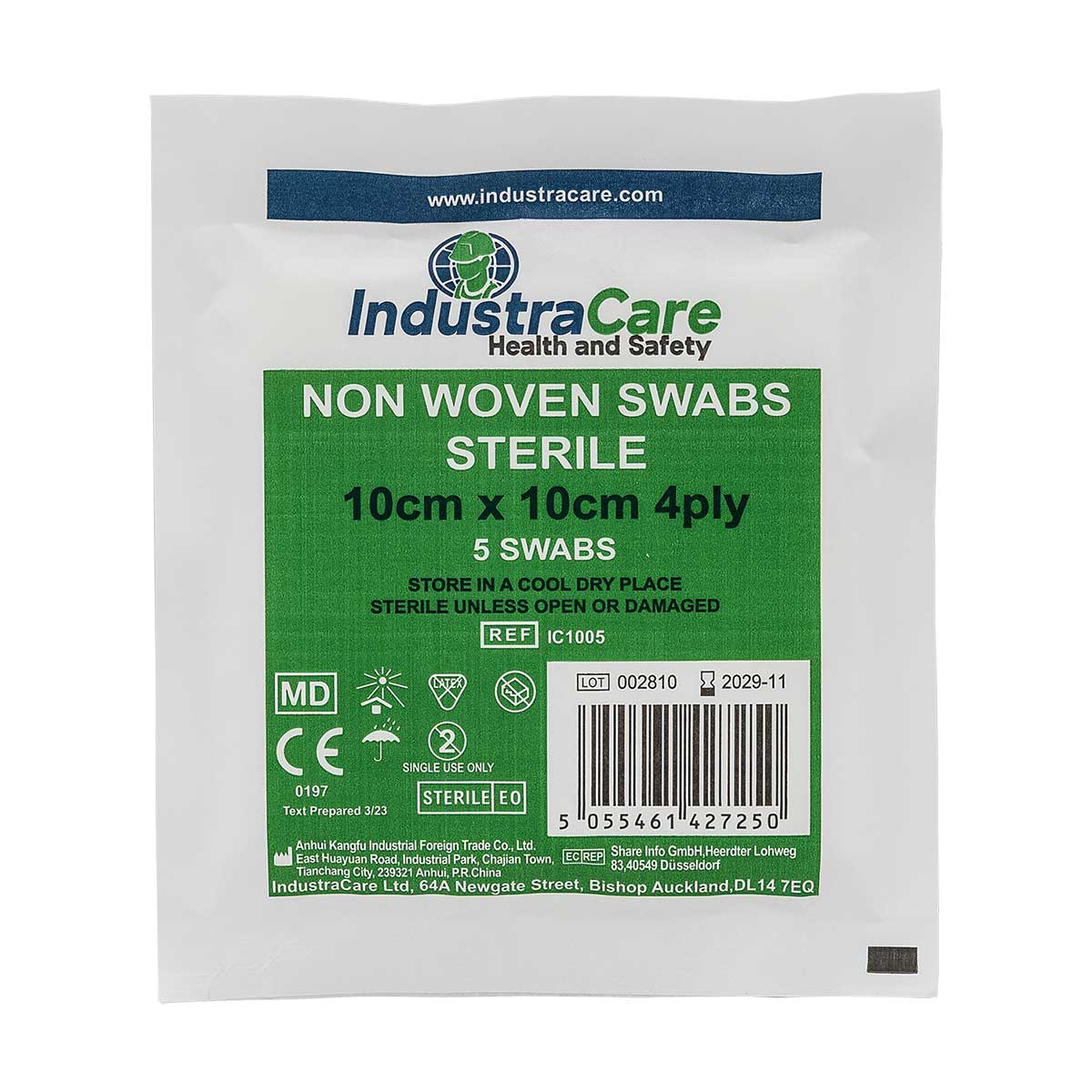 IndustraCare Sterile Gauze Swabs 10cm x 10cm - Box of 125