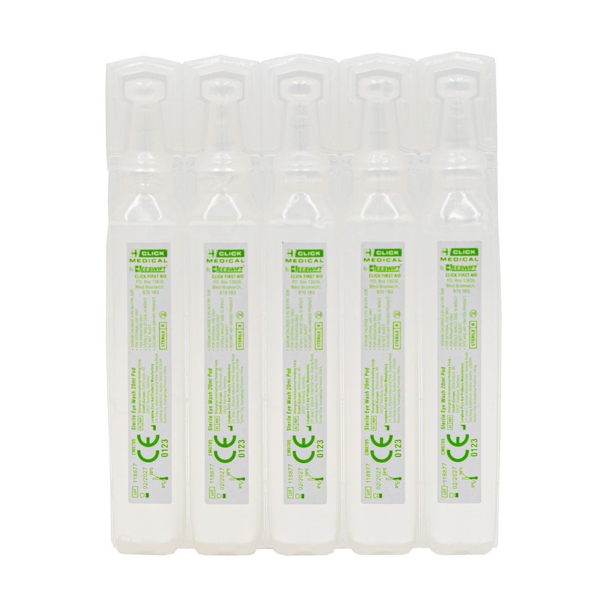 Click Medical Sterile Eyewash Pods 20ml (Strip of 5)– IndustraCare