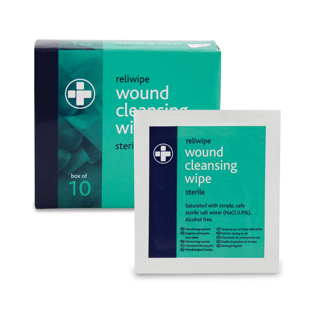 Reliwipe Moist Saline Cleansing Wipes - Sterile Pack of 10 | IndustraCare