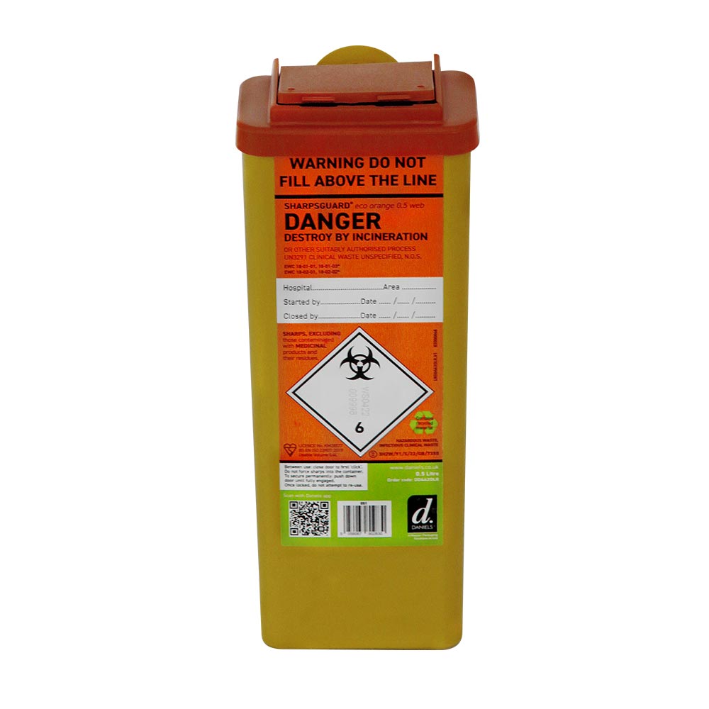 Sharpsguard 0.5Ltr Eco Orange Sharps Disposal Bin | IndustraCare