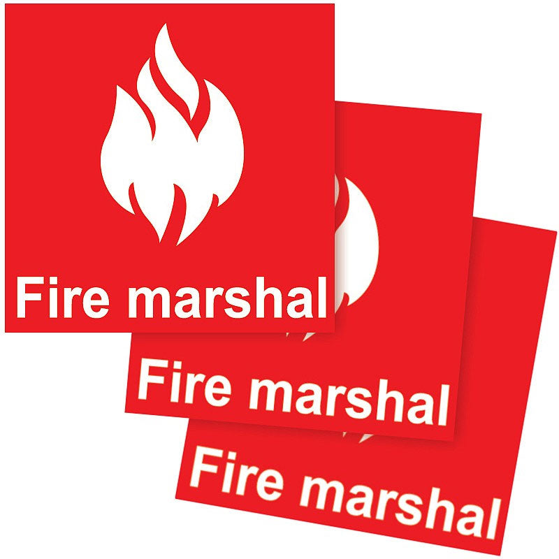 Fire Marshal Helmet Sticker - 5 x 5cm (Pack of 10) | IndustraCare