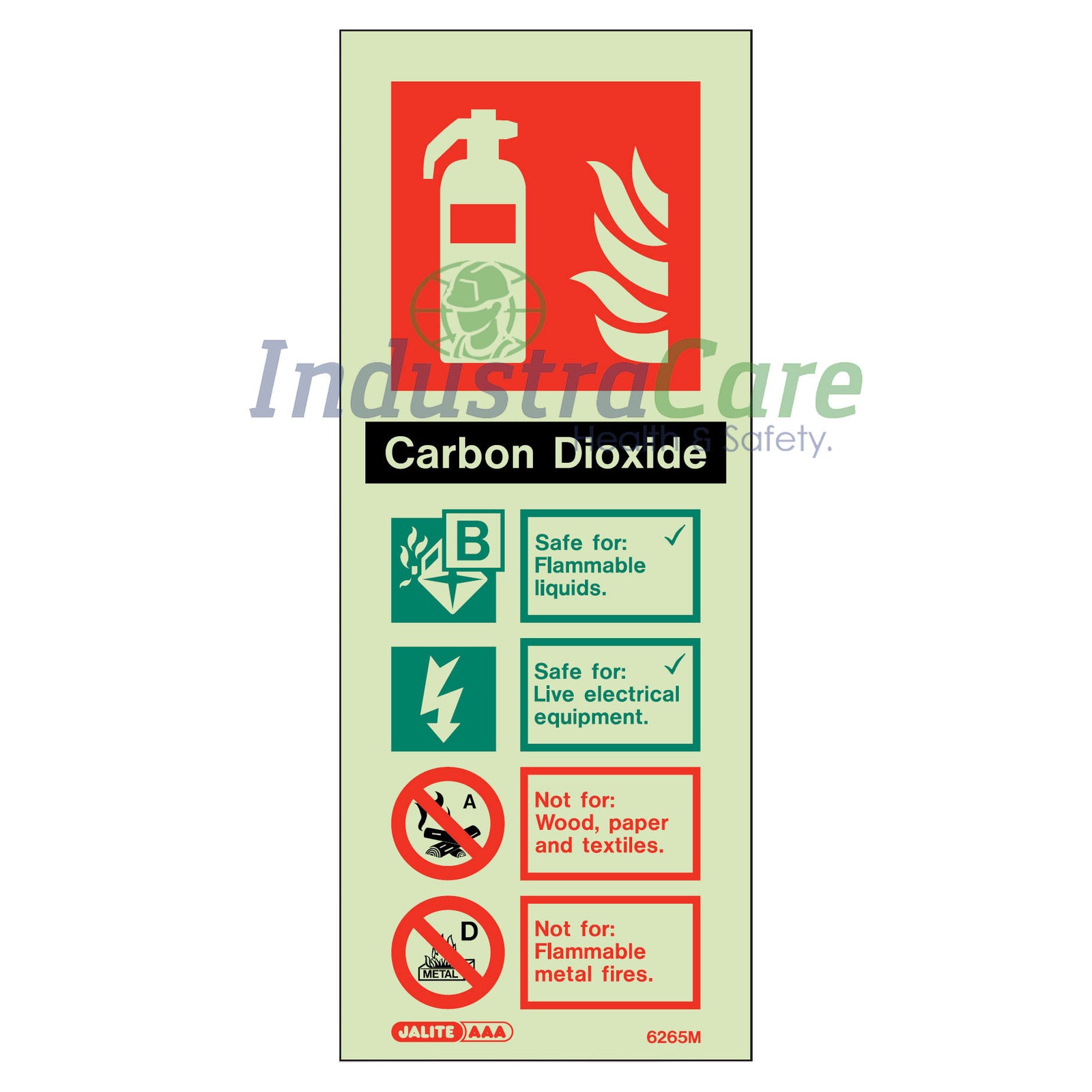 Jalite CO2 Fire Extinguisher Photoluminescent Sign | IndustraCare