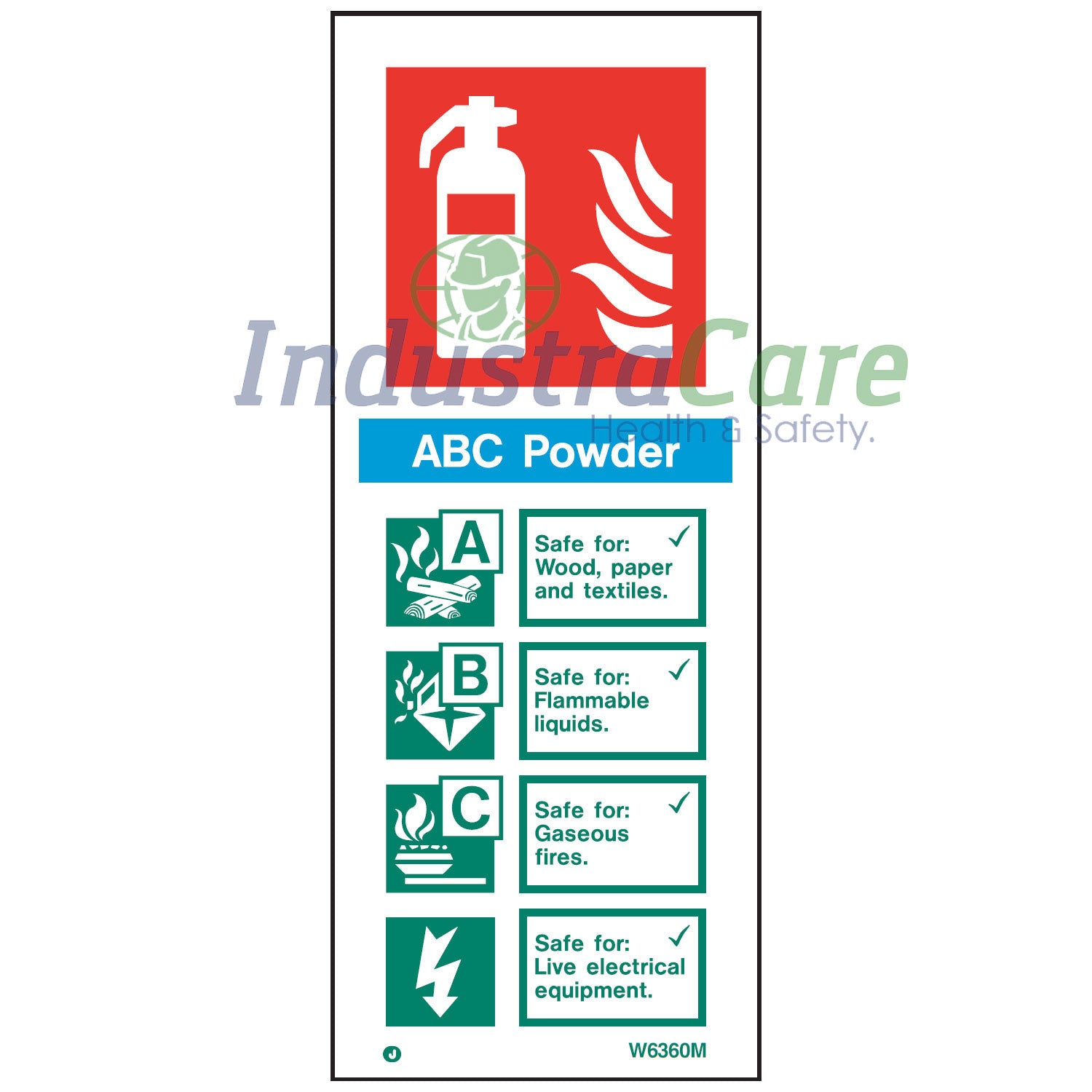 ABC Powder Fire Extinguisher White RPVC Sign (W6360M) | IndustraCare