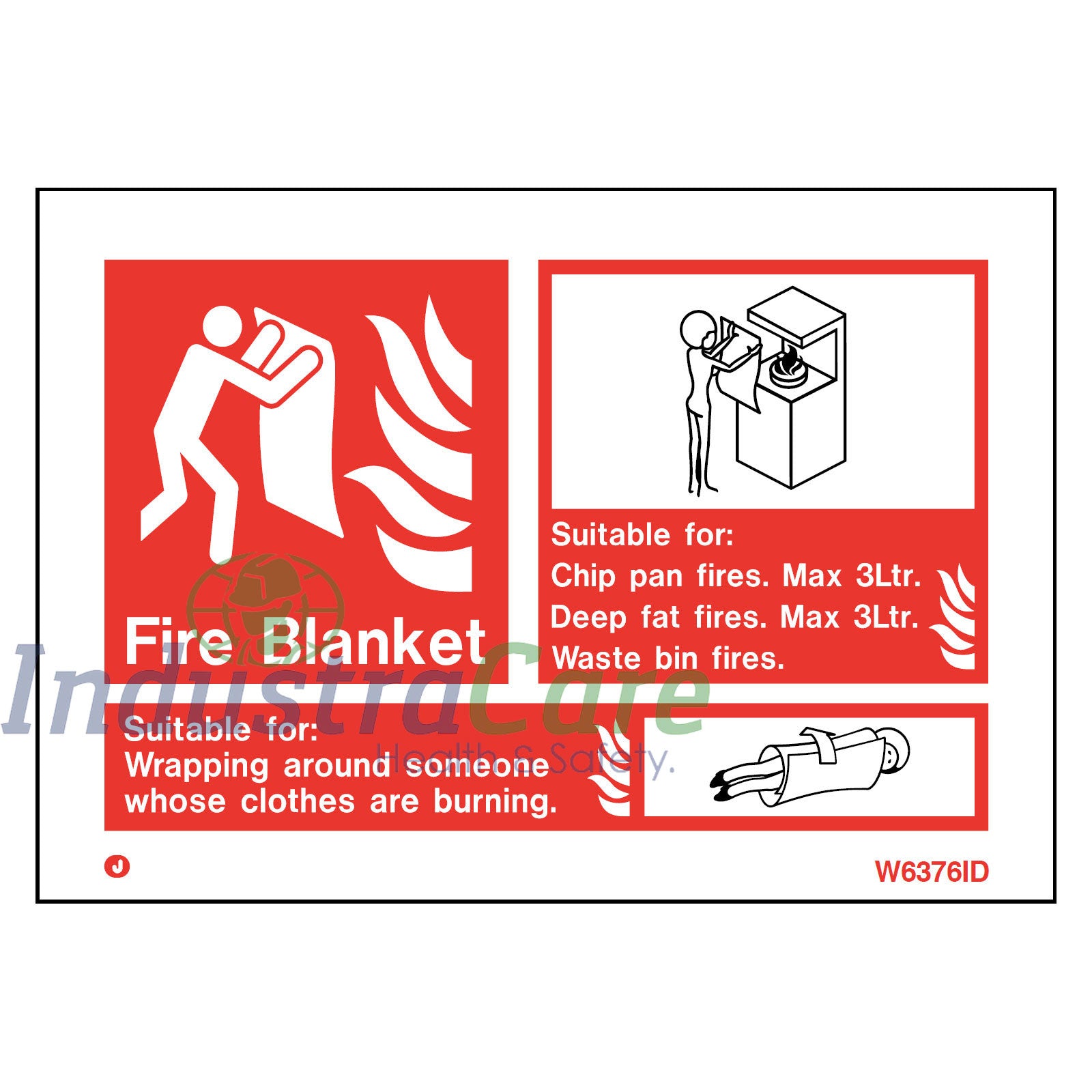 Fire Blanket White RPVC Sign (W6376ID) | IndustraCare